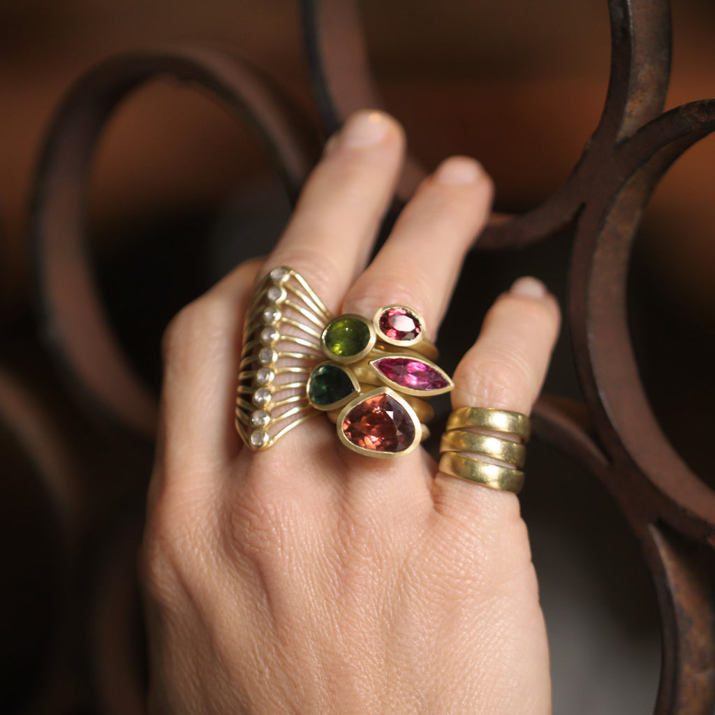A Molded Teal Pear Shaped Tourmaline Ring - 10th Anniversary Edition ...