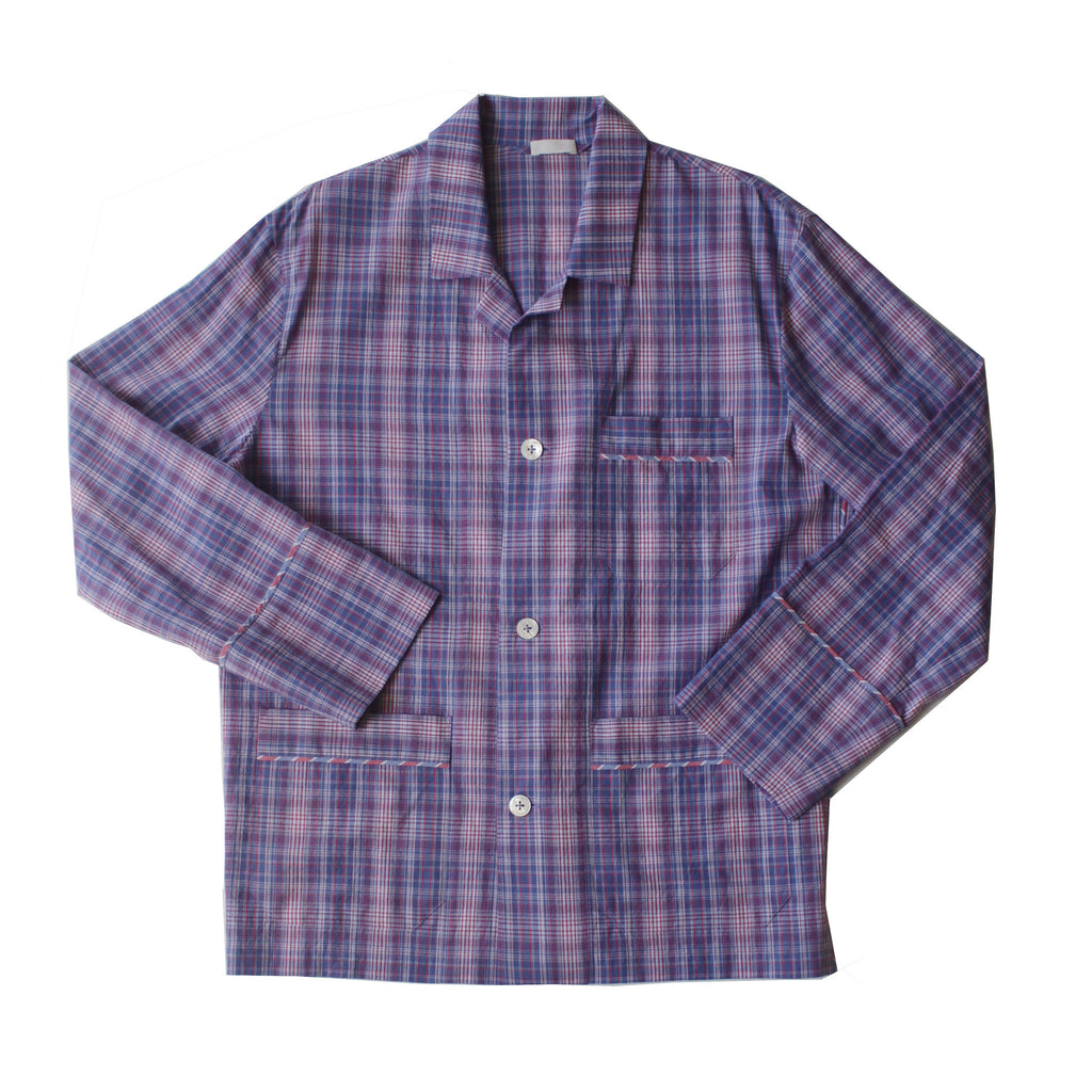 Hyperion Pajama Shirt in Blue Plaid Italian Cotton – LFrank